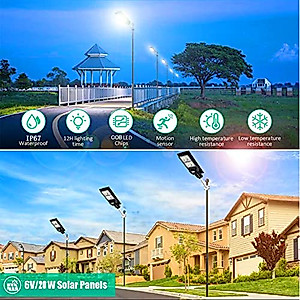 FDSAG 200Watt Solar Street Lights, 6500K 35000LM LED Outdoor Street Light Dusk to Dawn, LED Wide Angle Lamp IP67 Waterproof with Motion Sensor and Remote Control, for Parking Lot, Yard, etc