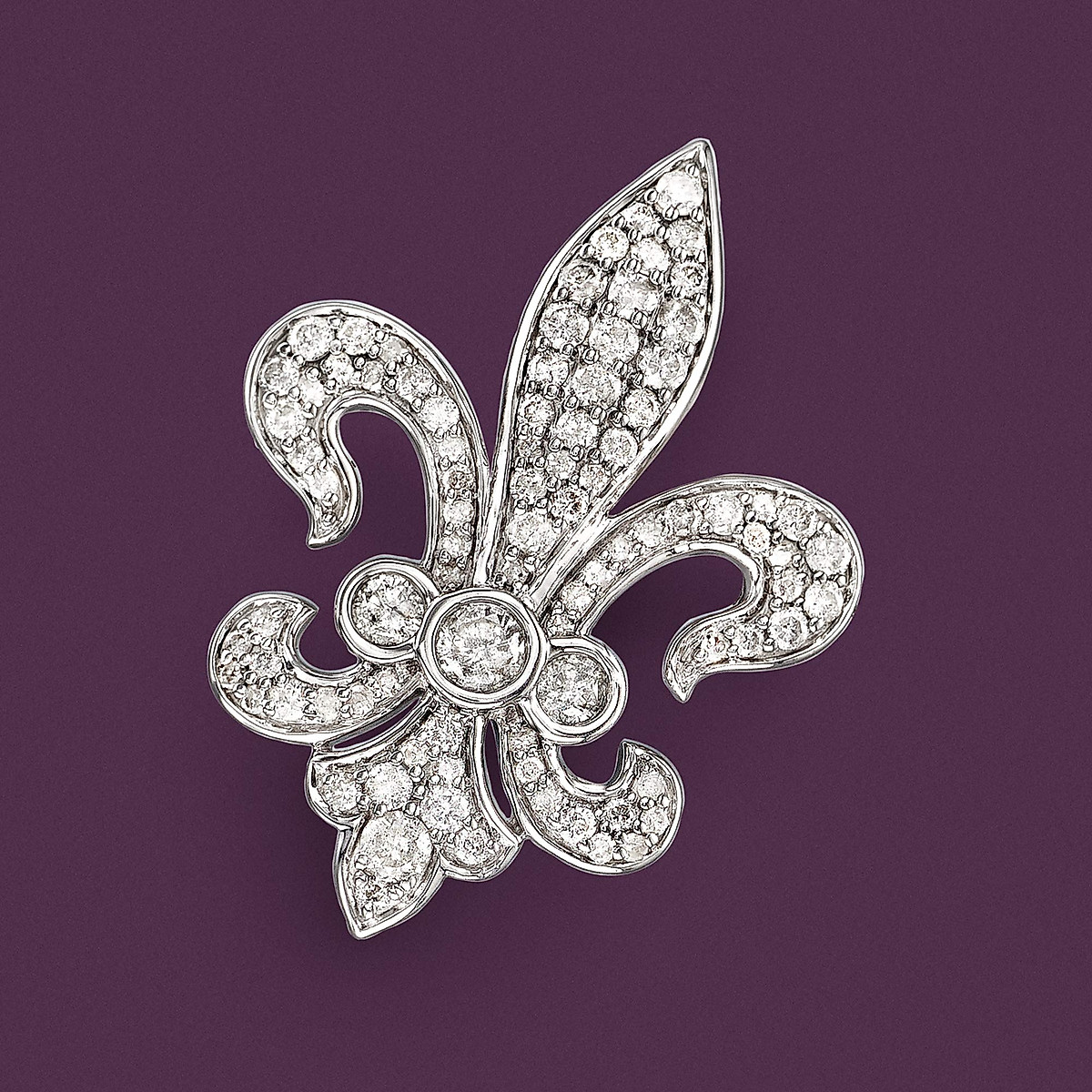 Ross-Simons 1.00 ct. t.w. Diamond Fleur-De-Lis Pin in Sterling Silver