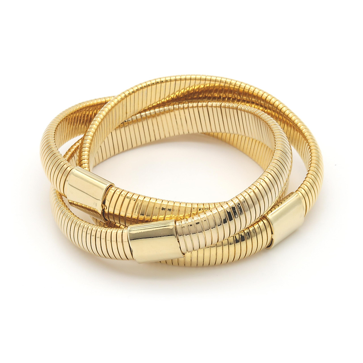 Marshal Metal Fashion Bracelet Omega Stretch Triple Cobra Bracelet (10mm x3) (Gold)