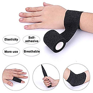 Tattoo Grip Tape - Yuelong 8Pcs Black Cohesive Tattoo Grip Wrap Tape Elastic Bandage Rolls Self-Adherent Tape for Tattoo Machine Grip Tube Accessories Sports Tape