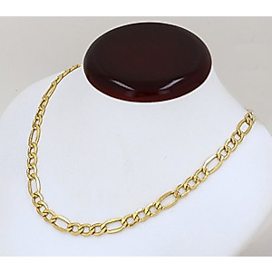 Yellow Gold Hollow Figaro Chain Real 10K Necklace 16" to 24", 2.5MM (20)