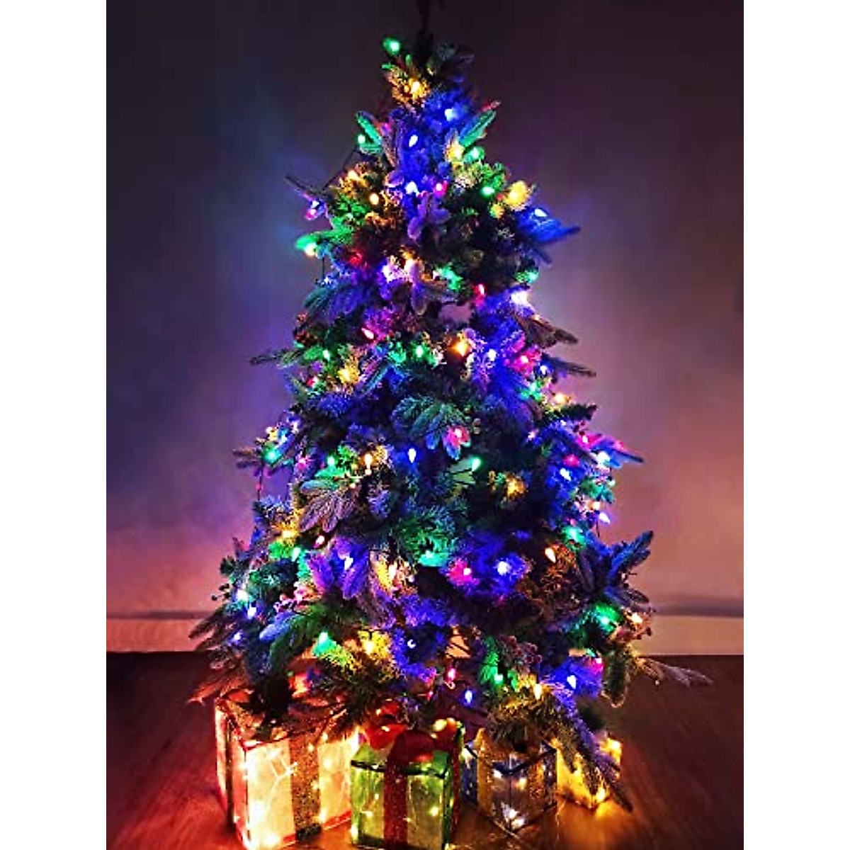 ZOFUNNY 2 Pack C6 Christmas String Light Decor, Total 32.8Ft 100LED Timer 8 Mode Battery Operated Waterproof Xmas Fairy Lights Garden Christmas Tree Decor Home Indoor Outdoor Party, 50LED 16.4Ft Each