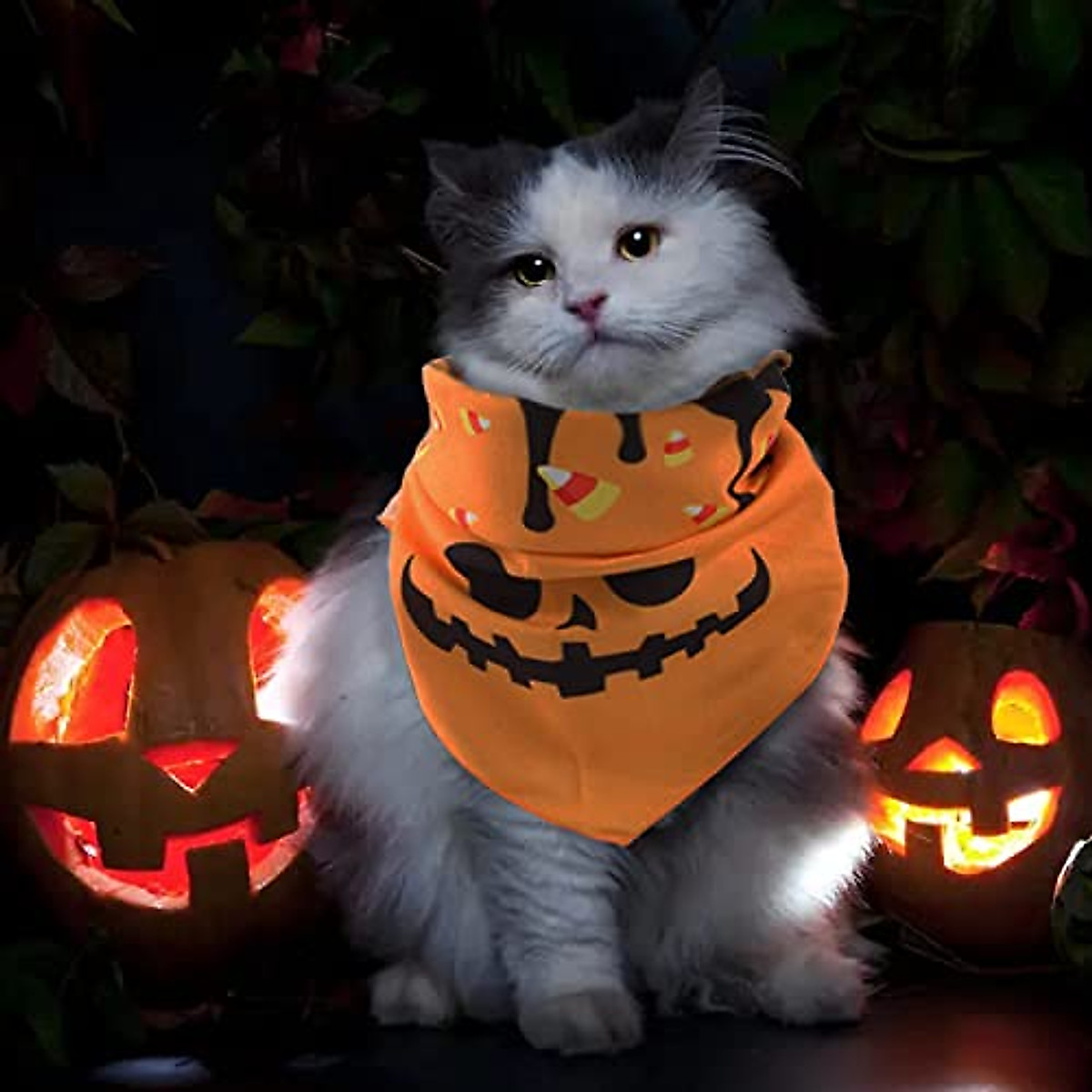 YUDANSI 4 Pack Halloween Dog Bandanas, Dog Halloween Costumes Washable Adjustable Triangle Cat Dog Neckerchief, Happy Halloween Dog Birthday Party Bandana Accessories for Small Medium Large Dogs