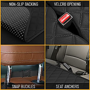 Active Pets Back Seat Cover for Dogs - Standard Dog Hammock for Car w/Mesh Window - Non-Slip, Waterproof Back Seat Protector for Travel - Black