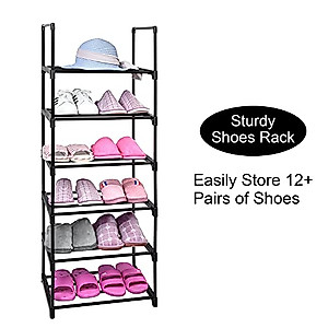 Tianle 8 Tier Tall Shoe Rack for Closet Entryway, Metal Sturdy Shoe Shelf Storage Organizer, Vertical Small Space Large Capacity for 16 Pairs of Shoes (8 Tier)