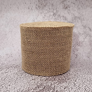 INSPIRELLE 4" Natural Burlap Fabric Roll 10 Yards Jute Ribbon for Gift Wrapping Craft Projects Wedding Decoration Home Decoration 10CM