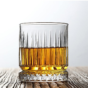 RIS LAN Luxury Whiskey Glasses Set of 6 - 11 Oz Crystal Carved Whisky Glasses, Old Fashioned Glasses for Drinking Bourbon, Scotch Whisky, Cocktails, Cognac, Unique Gifts for Men