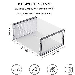 eWonLife Shoe Storage Box 12 Pack, Plastic Clear Stackable Shoe Organizer with Lids, Stacking Shoe Container For Women and Men, Bedrooms, Bathrooms, Closet (Need Assembly)