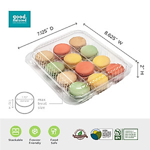 good natured Macaron Alternative Plastic Container, Pack of 250-12 Compartment Food Storage for Macaron Display, Candy & Cookie Packaging - Ideal for Parties & Events