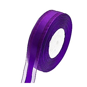 ATRBB 50 Yards 1 Inch Wide Satin Ribbon with Organza Edge for Wedding Gifts Wrapping DIY Bows and Craft (Purple)
