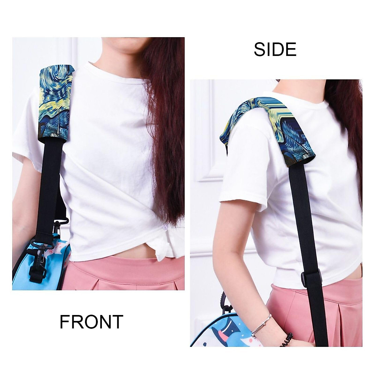 xigua Van Gogh Starry Night Car Seat Neck Cover, Soft Breathable Car Seat Strap Cover for Baby Kids Boys Girls, Seat Belt Covers for Car Seats, Pushchair, Stroller 2PCS