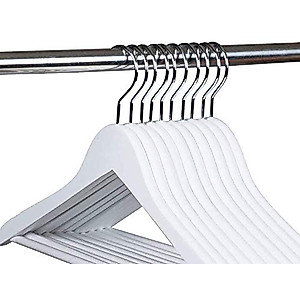 NAHANCO 8017WCH20 17" Wooden Suit Hanger, Low Gloss White Finish and Bright Chrome Hardware (Pack of 20)