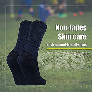 SOX TOWN Unisex Cushioned Crew Training Athletic Socks Men & Women with Combed Cotton Moisture Wicking Breathable Performance(NavyBlue XL)