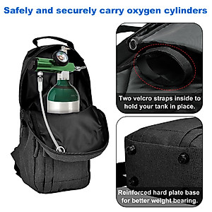 iGuerburn Oxygen Tank Backpack for Small Size M2, A/M4, ML6, B/M6, M7, C/M9, Portable Oxygen Backpack O2 Tank Holder Carrier (Not for D Tanks) - Black
