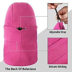Achiou Winter Balaclava Fleece Hood Ski Mask for Women Kids, Thermal Face Cover Hat Cap Scarf for Cold Weather Rose