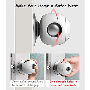 Baby Safety Door Knob Covers 4 Pack Baby Safety Door Handle Protector Child Proof Door Knobs Door Safety for Kids Universal Fit Easy Grip Lockable Design One Hand Operation for Parents No Tools Needed