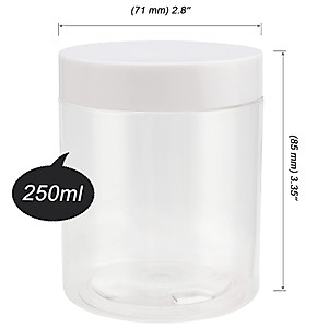 MOUYAT 30 Pack 8 Oz Plastic Slime Containers, Leakproof Wide Mouth Refillable Empty Plastic Jars with Lids, Clear Plastic Butter Storage Containers for Kitchen Food Storage, Beauty Products