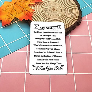 Sister Gifts from Sister Brother Engraved Wallet Cards for Sister Christmas Thanksgiving Birthday Gifts for Sisters Graduation Gift for Her Sister Wallet Card Sister Valentines Wedding Gifts