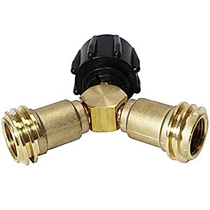Gas ONE Propane Y-Splitter Tee Solid Brass with 1-Male QCC and 2-Female QCC for BBQ Grill, Heater, Propane appliances