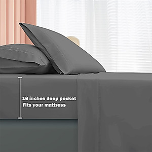 MICORAL ProBreathing Full Sheet Set 4pcs | 60% Microfiber 40% | 16" Deep Pocket | Cool and Ultra Soft Bedding Sheets | Hotel Luxury Bed Sheet | Dark Grey
