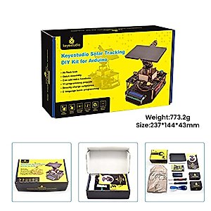 KEYESTUDIO DIY Solar Tracking Electronic Kit for Arduino,Smart Phone Charging Module,Temperature and Humidity Sensor,BH1750 Light Sensor etc.Educational Programming Kit for Teens Adults 15+