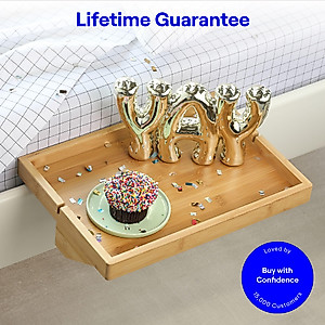 BedShelfie Bedside Shelf for Bunk Bed & Top Bunk, College Dorm Room & Loft Nightstand, Floating Bed Side Table Tray Storage - Natural Wood Plus