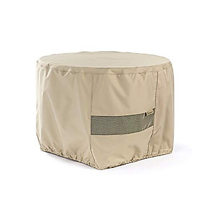 Covermates Round Firepit Cover – Water-Resistant Polyester, Mesh Ventilation, Fire Pit Covers-Khaki