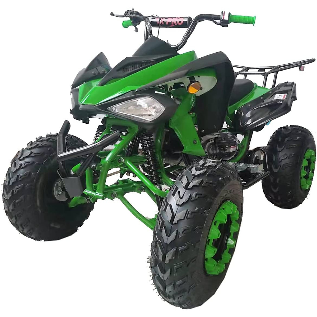 HHH 200cc Sports Quad ATV with LED Headlights Automatic Transmission with Reverse, Big 23"/22" Tires! (Red, Factory Package)