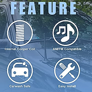 Universal Antenna Mast for Car Roof, 7 inch Flexible Rubber AM/FM Radio Antenna, Auto Replacement Accessories with Screws Adapter, Compatible for Most Car Models with Removable Antenna (Black)