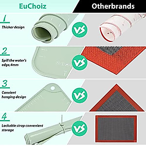 EuChoiz Silicone Pastry Mat 24"*16" Extra Thick Non Stick Baking Mat Food Grade Silicone Dough Rolling Bake Mat with Edge Heightening