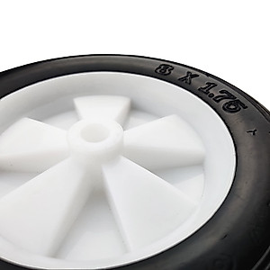 KUANMIN 2 pcs Dolly Wheels, 6 inch Flat Freee Solid Rubber Wheels, 6'' x 1.30'' Lawn Mower Wheels, Pack of 2 Replacement Dolly Wheels (Black)