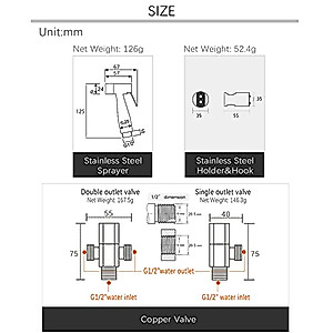 MINJING Bidet Faucet, Single Cold Solid Brass Handheld Toilet Bidet Sprayer Titanium Gold Bathroom Douche kit Shattaf Washer Shower,C Set