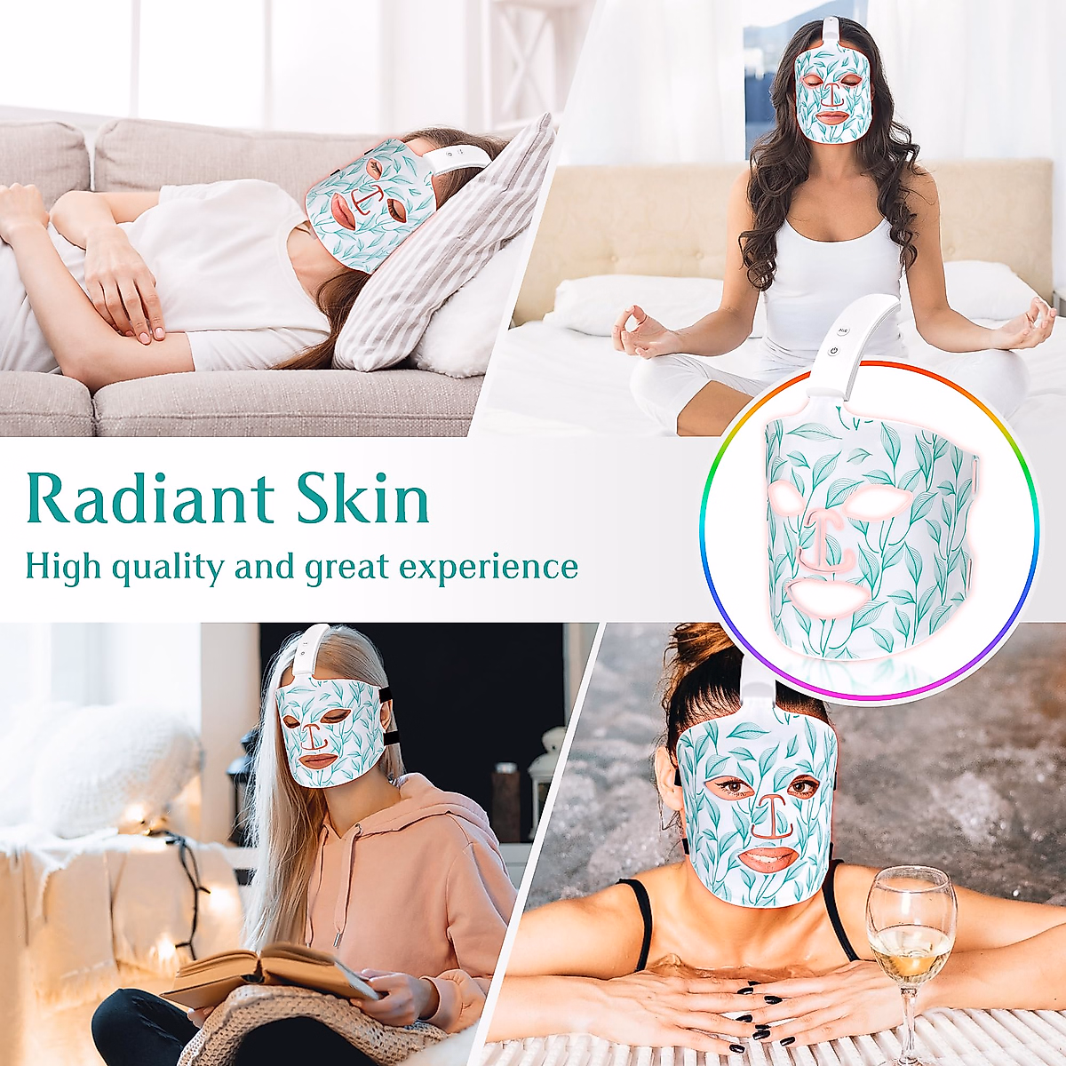 Red Light Therapy for Face, Led Contour Face Mask Light Therapy, 7+1 Color Near-infrared 850 Led Light Mask Portable and Rechargeable, Red Light Therapy At Home and Wireless Led Face Mask[BMask Pro]