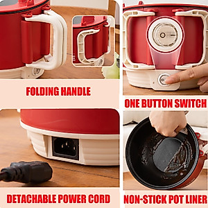 Hot Pot Electric Ramen Cooker Mini Instant Non-stick Pot with Over-Heating Protection Dry Burning Protection Easy Clean 1.5L 600W Ideal for Steak, Egg, Fried Rice, Ramen, Oatmeal, Soup