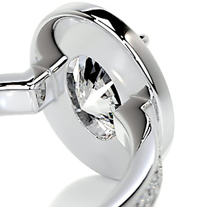 Solid Gold Handmade Wedding Rings 3 CT Oval Cut Moissanite Diamond Halo Bridal Engagement Ring for Anniversary Propose Gifts (925 Sterling Silver)