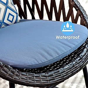 ovios 3 Piece Patio Rocking Bistro Set,Patio Outdoor Furniture, Porch Rocking Chairs Conversation Sets with Glass Coffee Table for Small Space,Deck,Terrace (Blue)