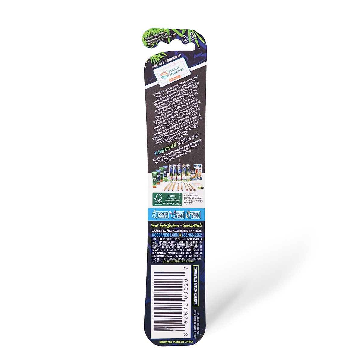 Woobamboo! Adult Soft Bamboo Toothbrush, Sustainable, Biodegradable handle, Dental-Grade Bristles, Plastic Negative (Pack of 1)