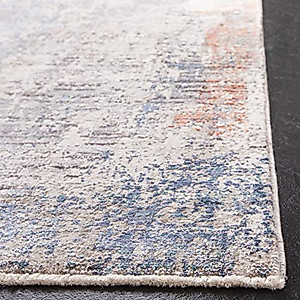 SAFAVIEH Dream Collection 2'6" x 4' Grey/Blue DRM428F Modern Abstract Premium Viscose Accent Rug