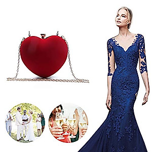 SUKUTU Womens Heart Shape Evening Bag Purse Velvet Party Tote Mini Handbag Clutch Chain Clear Shoulder Bag