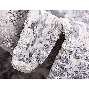 Unique Loom Aberdeen Collection Area Rug - Derbyshire (5' 1" x 8' Rectangle, Gray/ Navy Blue)