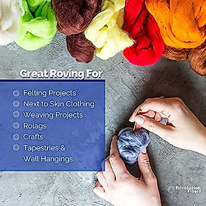 Merino Wool Roving | Premium Combed Wool Top | 22 Micron, Perfect for Felting Projects, Spinning, Wall Hangings and Tapestry (Hyacinth)
