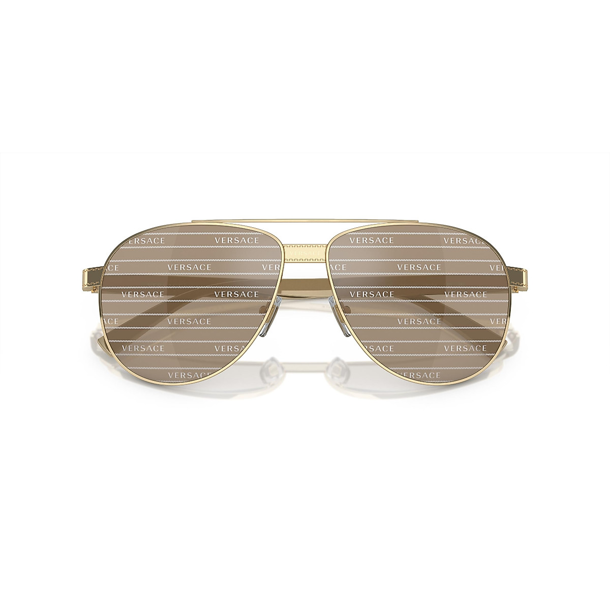 Versace Man Sunglasses Pale Gold Frame, Brown Tampo Lenses, 58MM