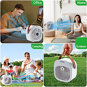 Portable Air Conditioner-5200mAh Rechargeable Personal Air Cooler with 3 Speeds Duration 5-10 hrs, Quiet Mini Air Conditioner Fan, Desk Cooling Fan for Home, Bedroom, Travel, and Office