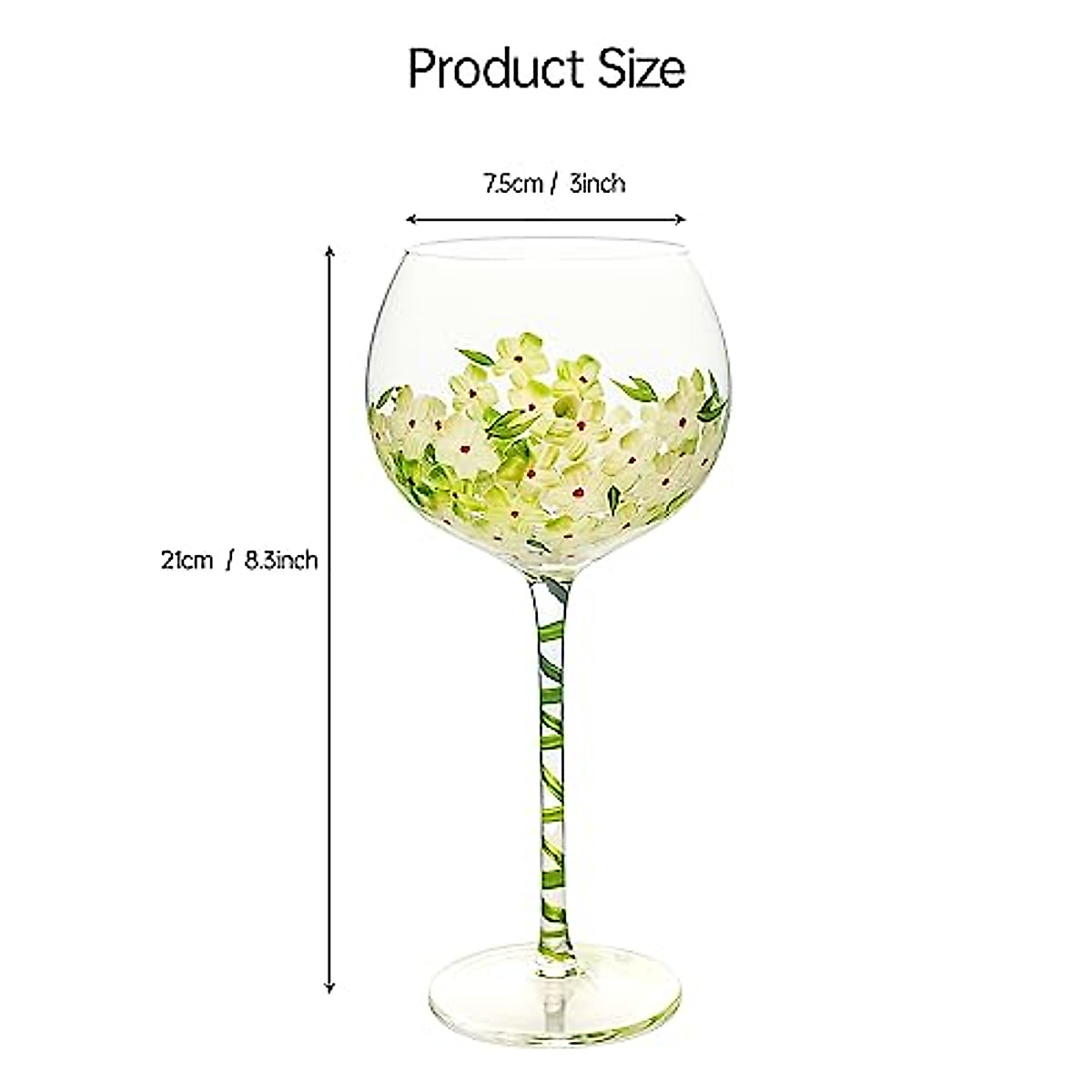 STSQTCUKT Hand-painted Wine Glass Cocktail Glass Flowers Artisan Painted 15oz Personalized Gift for Women (Pear)