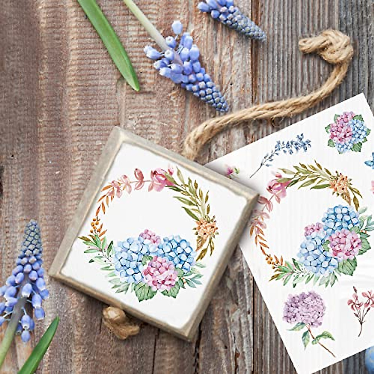 GSS Designs Hydrangea Rub on Transfers for Crafts and Furniture 2 Sheets 12"x16"- Home Furniture Transfers Rub on - Decor Flowers Stickers DIY Kits for Adults