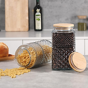 Galazzz 90 oz | 0.7 Gallon Large Cookie Jar, Glass Jar with Airtight Lid, Decorative Kitchen Canister with Bamboo Lids, Candy Jar | Glass Storage Air tight Glass 2600ml