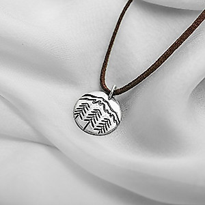 MUZHE Mountain Necklace for Women Snowy Mountain Necklace Hiking Mountain Peak Necklace for Nature Outdoor Lovers, Skiers, Hikers(Leather rope)