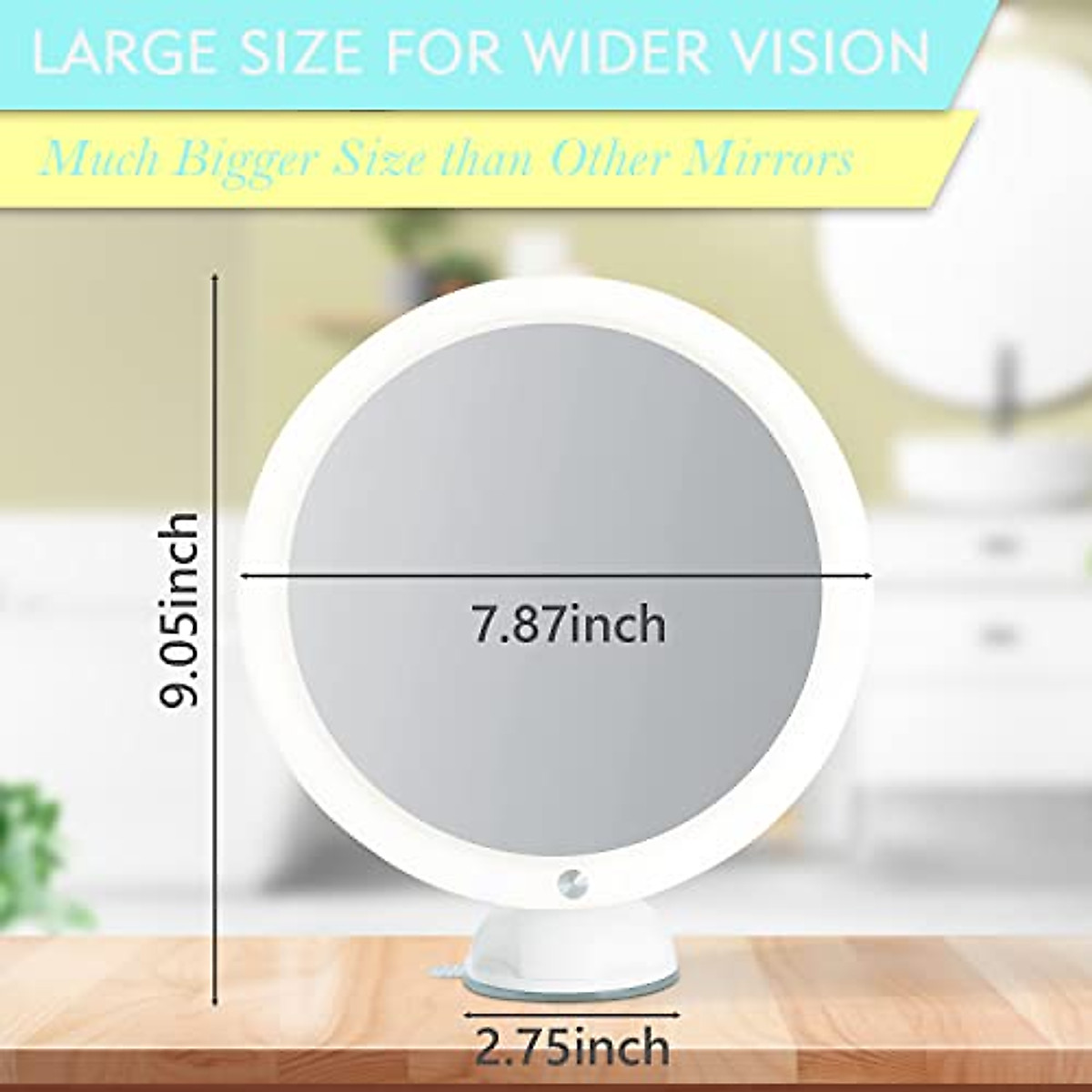 Beinocci 20x Magnifying Mirror with Light - 8'' Lighted Makeup Strong Magnification Portable Travel Suction Cup Easy Mounting LED Magnified for Bathroom, White (XH-011)