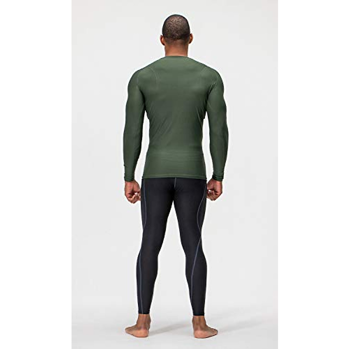 DEVOPS 3 Pack Men's UPF 50+ Long Sleeve Compression Shirts Quick Dry, Cool Gear for Garage Garden Gym Yard and Workouts (Medium, Black-Khaki-Navy)