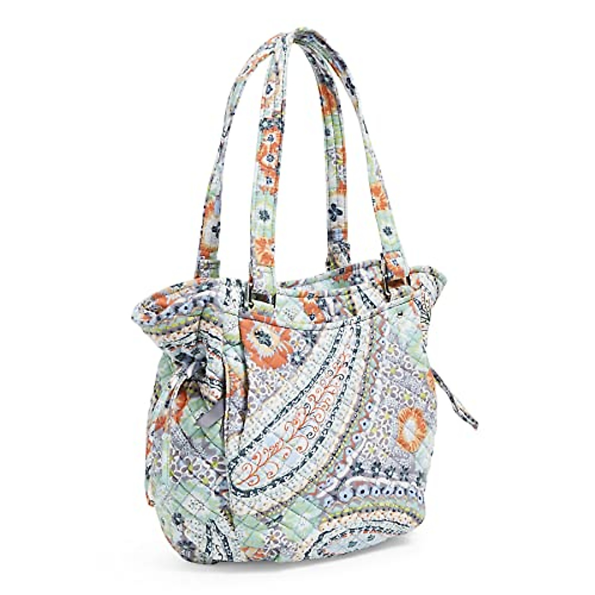 Vera Bradley Women's Cotton Glenna Satchel Purse, Citrus Paisley - Recycled Cotton, One Size